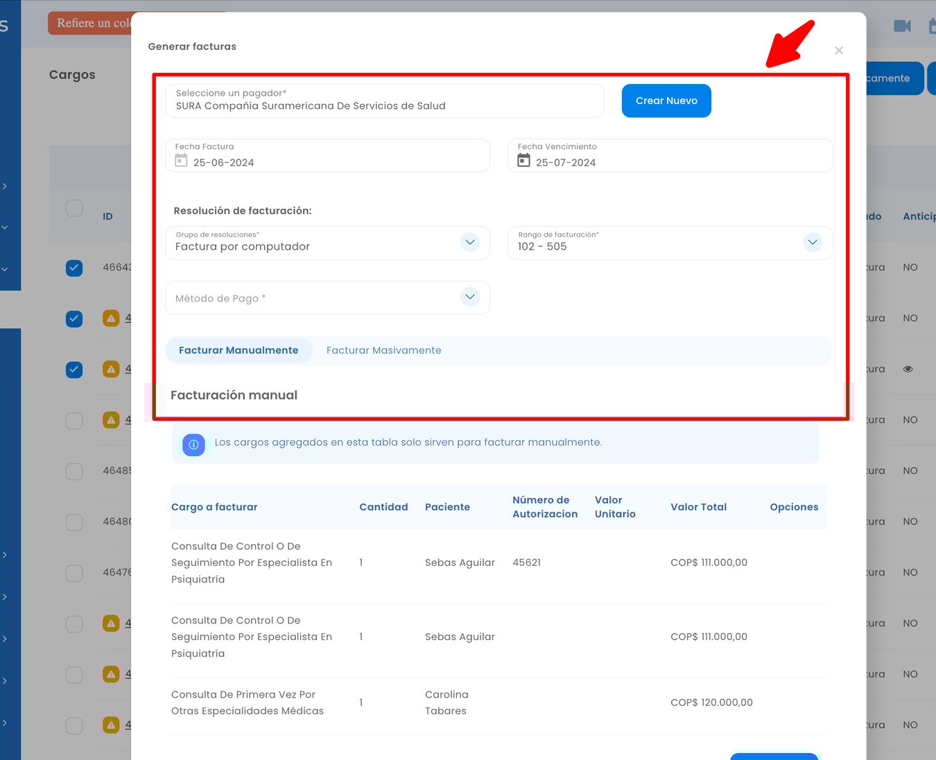 Crea tu primera factura en Saludtools